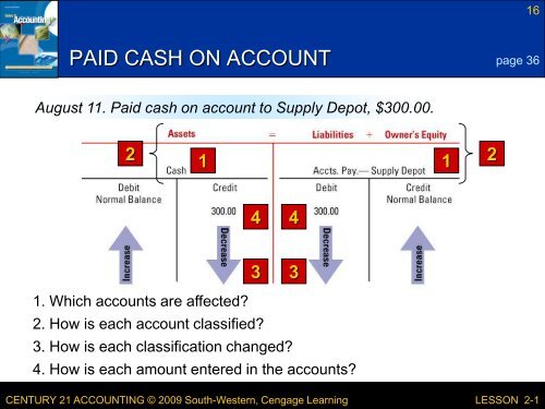 16 PAID CASH ON ACCOUNT p