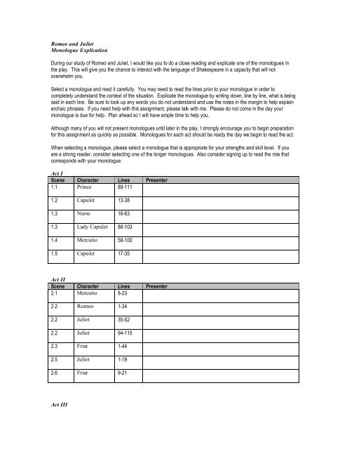 Romeo And Juliet Nurse Monologue