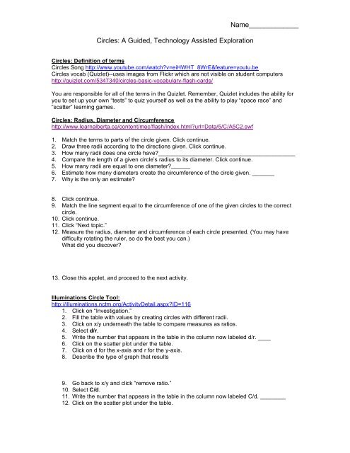 Circles A Guided Exploration Using Technology