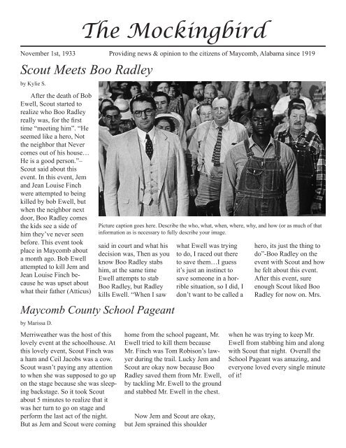 To Kill A Mockingbird Newspaper Project