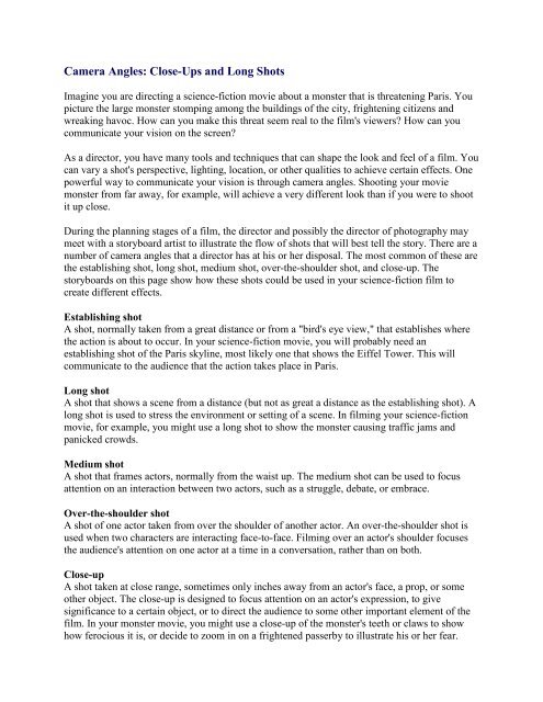 Camera Angles - GDHS English Department