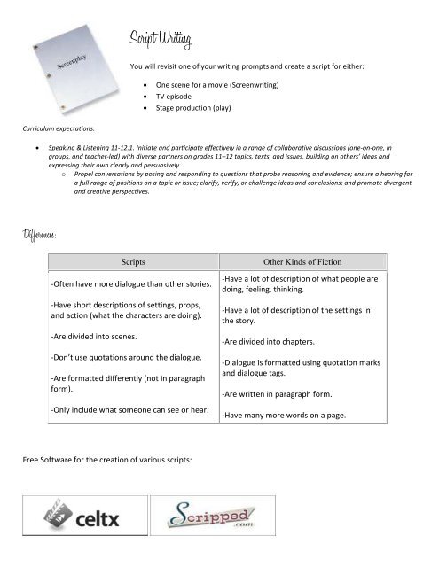 Script Writing Assignment pdf GDHS English Department Script Writing Assignment pdf GDHS English Department