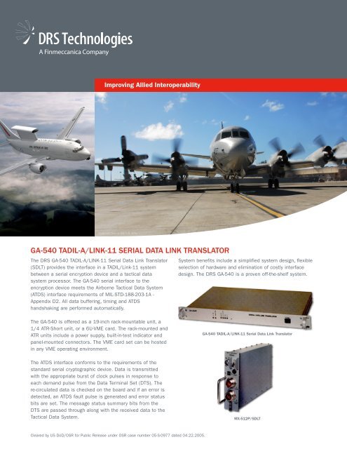 GA-540 TADIL-A/LINK-11 SERIAL DATA LINK TRANSLATOR