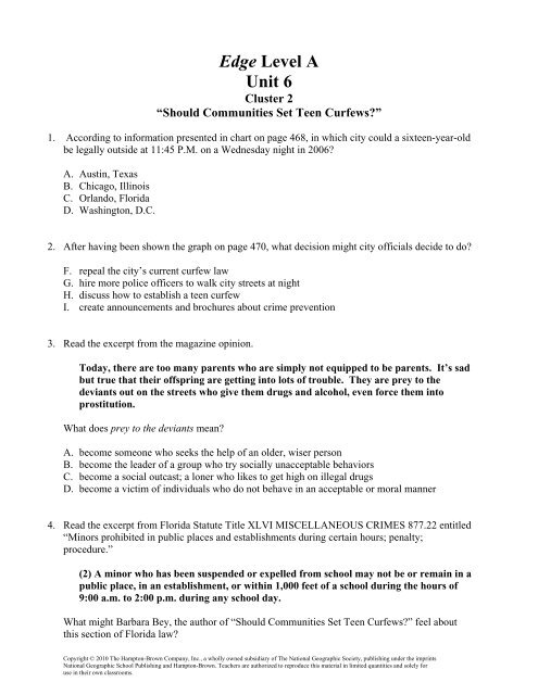 Edge Level A Unit 6 - Division of Language Arts/Reading