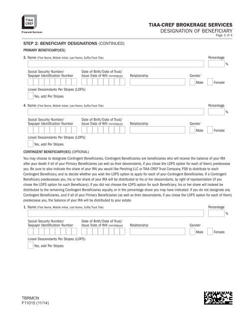STEP 2: BENEFICIARY DESIG