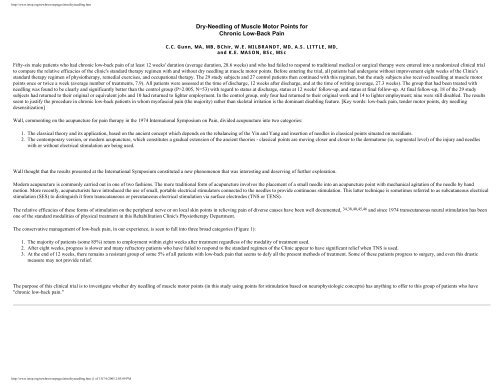 Dry-Needling of Muscle Motor Points for Chronic Low ... - Kinetacore