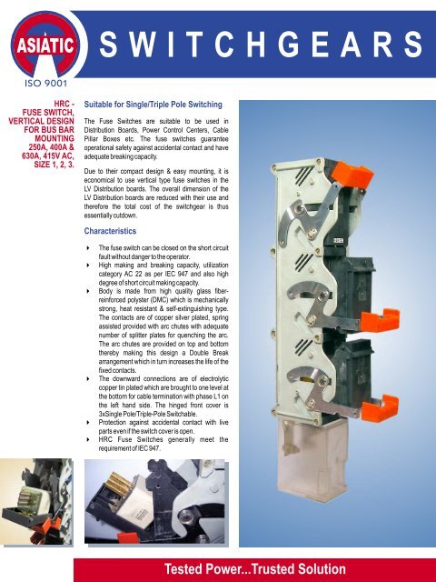 Din Type Single Pole Switchable Fuse - Asiatic India