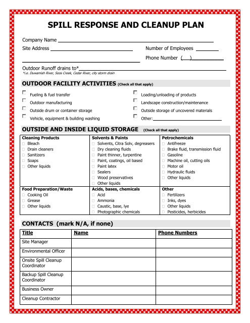 Spill Response and Clean Up Plan - City of Sedro-Woolley