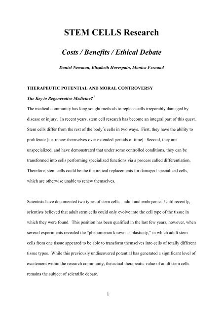 Stem Cells Research - IESE Blog Community