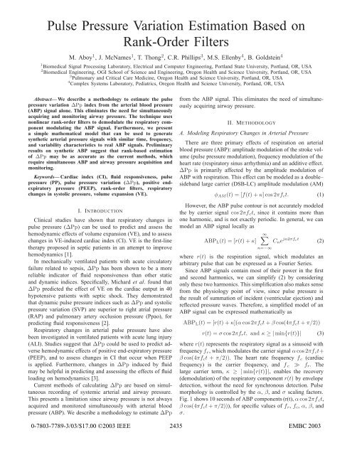 Pulse Pressure Variation Estimation Based on Rank-Order Filters