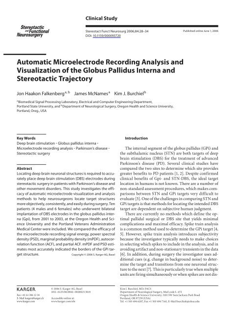 Automatic Microelectrode Recording Analysis and ... - plaza