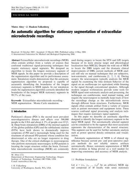 An Automatic Algorithm For Stationary Segmentation Of Springer
