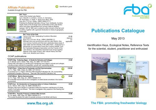 Publications Catalogue - Freshwater Biological Association