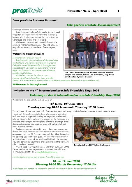 proxSafe Newsletter July 2007