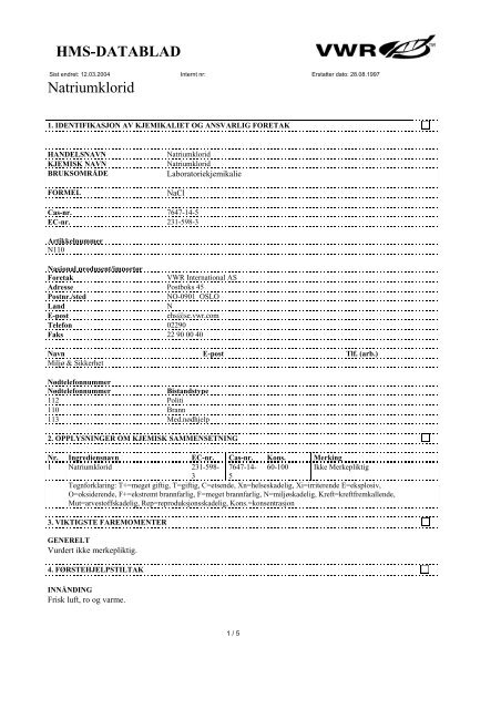 HMS-DATABLAD Natriumklorid