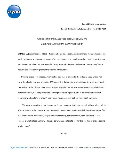 cleancut 360 becomes company's most popular pre-soak cleaning ...