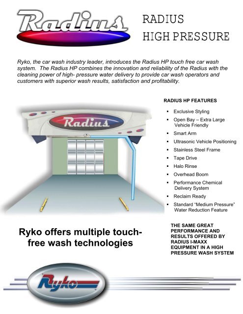 RADIUS HIGH PRESSURE - Ryko Car Wash Manufacturing Company