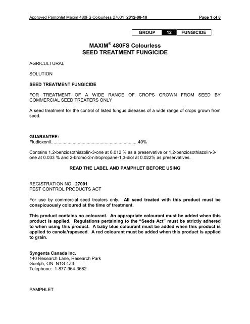 MAXIM 480FS - Syngenta Crop Protection