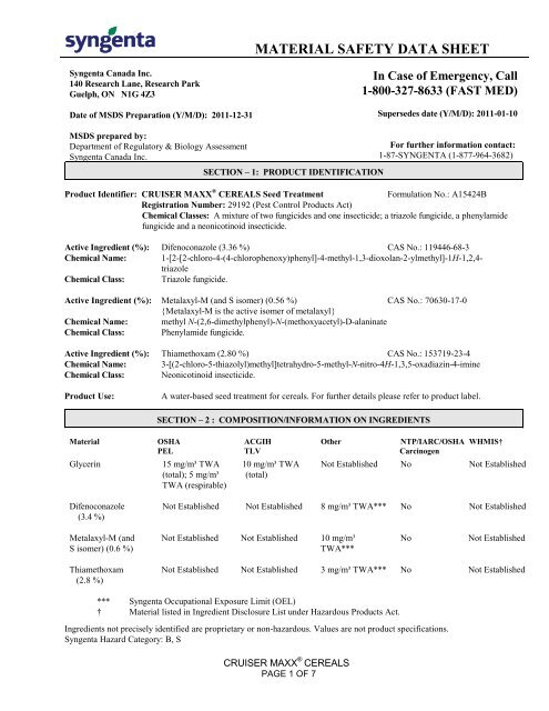 Cruiser Maxx Cereals - Syngenta Crop Protection