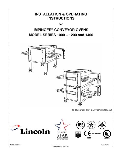 Lincoln Impinger 1450 Parts