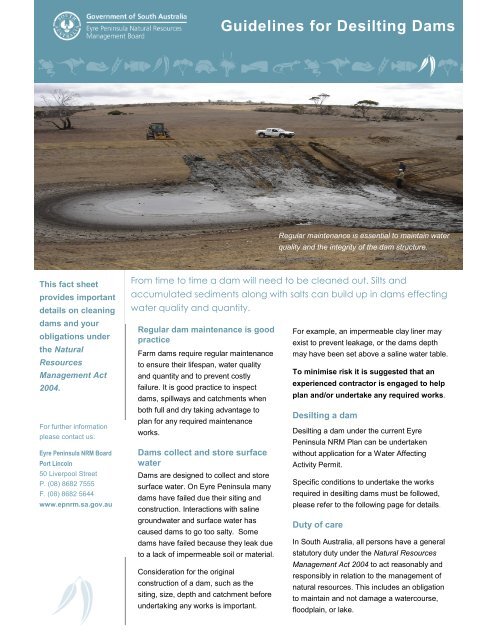 Guidelines for Desilting Dams - Eyre Peninsula Natural Resources ...