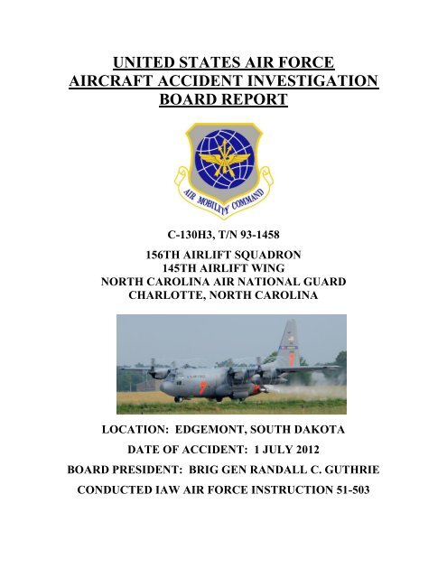 united states air force aircraft accident investigation board report