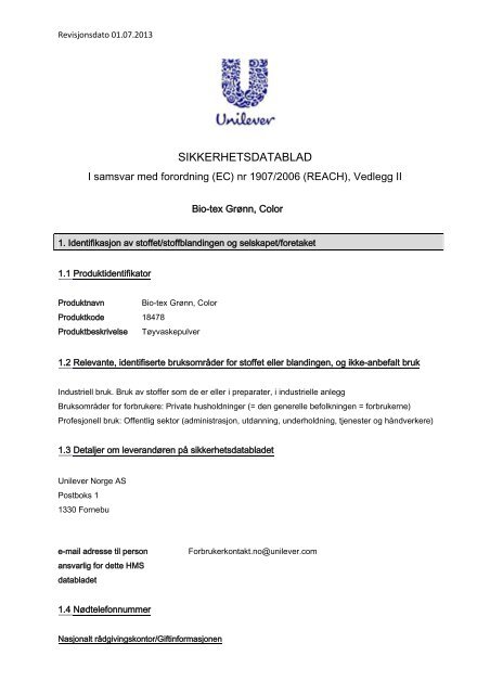 Bio-tex GrÃ¸nn, Color