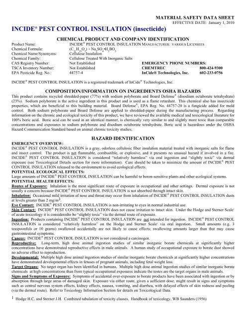 MSDS - InCide Technologies, Inc.