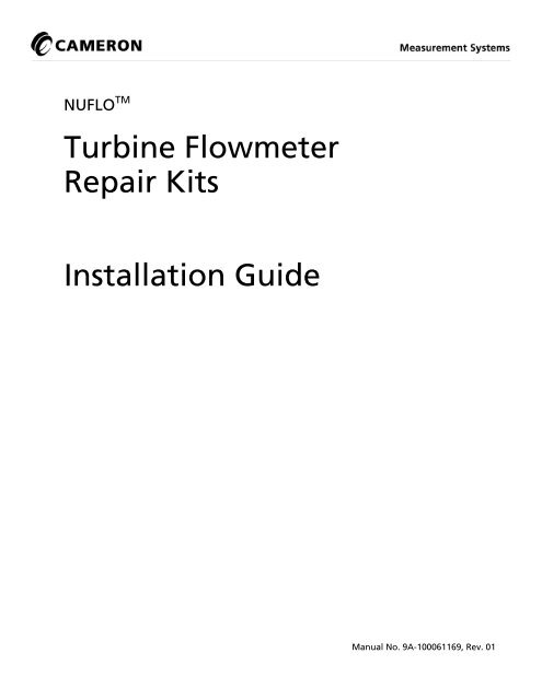 nuflo turbine flowmeter repair kits user manual - Cameron