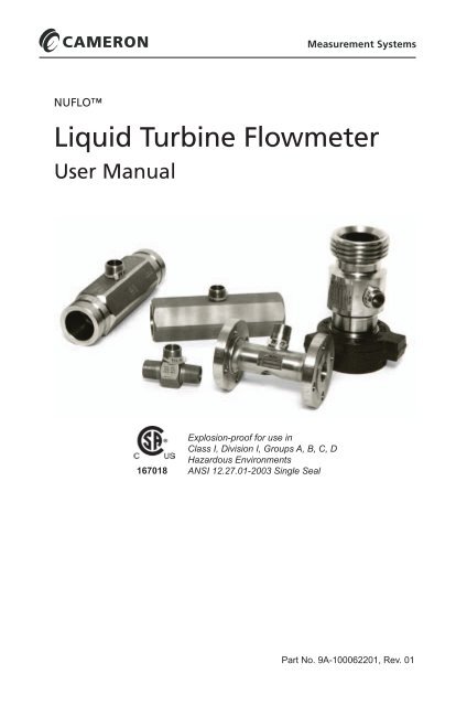 NuFlo Liquid Turbine Flowmeter User Manual - The Meter and Valve ...