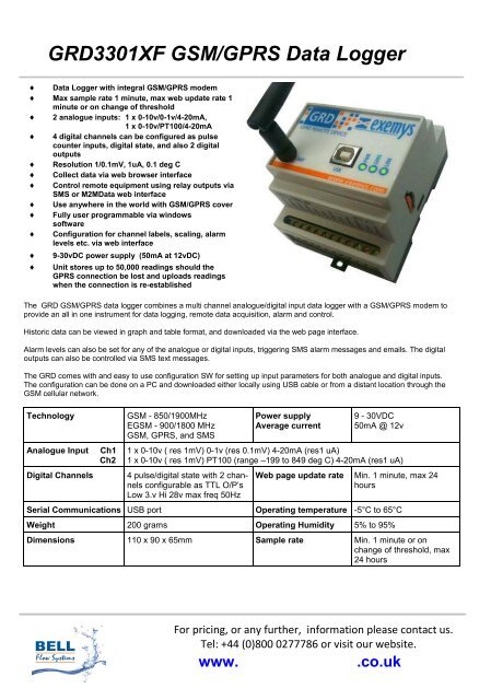 GRD3301XF GSM/GPRS Datalogger with M2M Interface