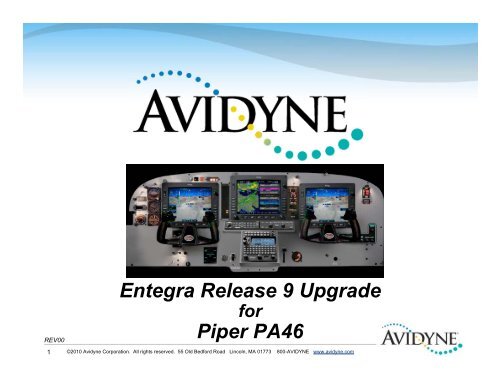 Entegra Release 9 Upgrade Piper PA46 - Avidyne