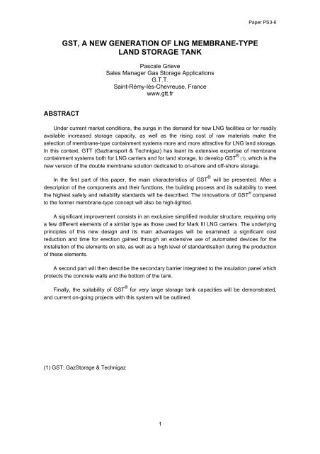 gst, a new generation of lng membrane-type land storage tank - GTT