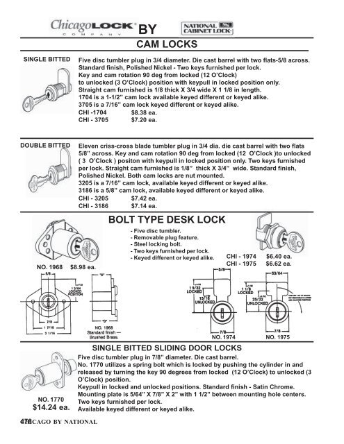 BOLT TYPE DESK LOCK CAM LOCKS - HATA, Inc.