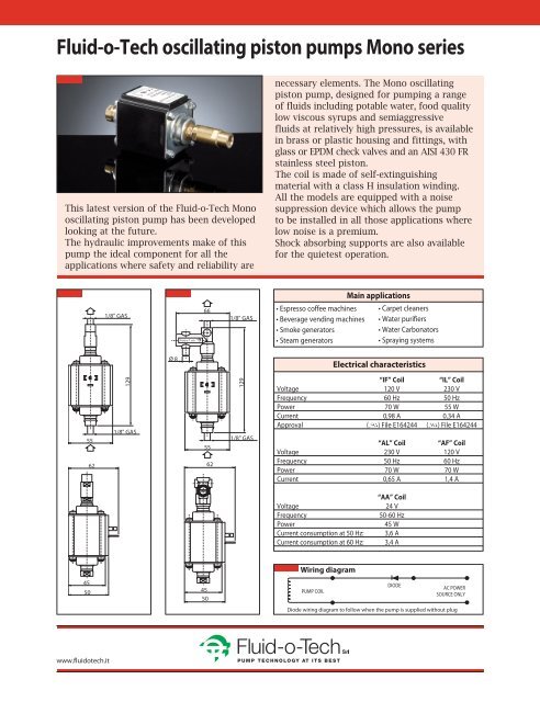 Fluid-o-Tech oscillating piston pumps Mono series