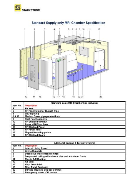 Standard Supply only MRI Chamber Specification - Starkstrom