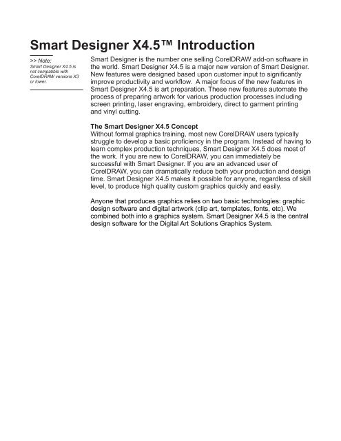 Smart Designer X4.5â ¢ Introduction - Digital Art Solutions