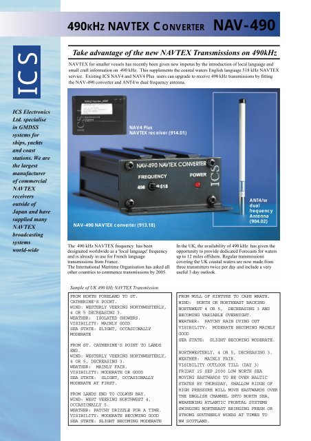 490KHZ NAVTEX CONVERTER NAV-490 - ICS Electronics Ltd