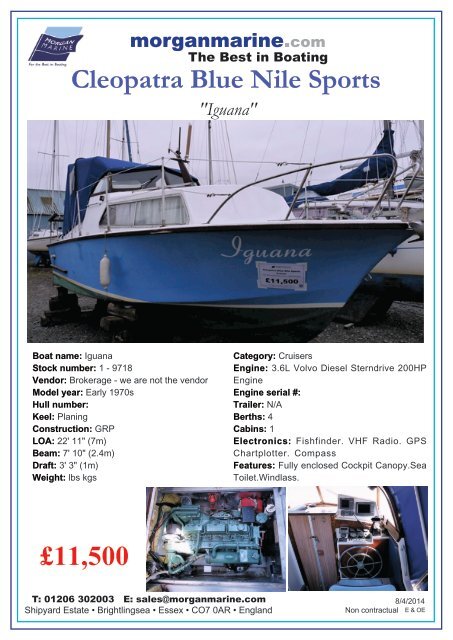 Cleopatra Blue Nile Sports Cruiser (9718) - new ... - Morgan Marine