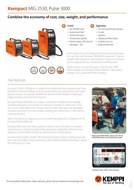 Kempact MIG 2530, Pulse 3000 - Burnback Welding Equip Services