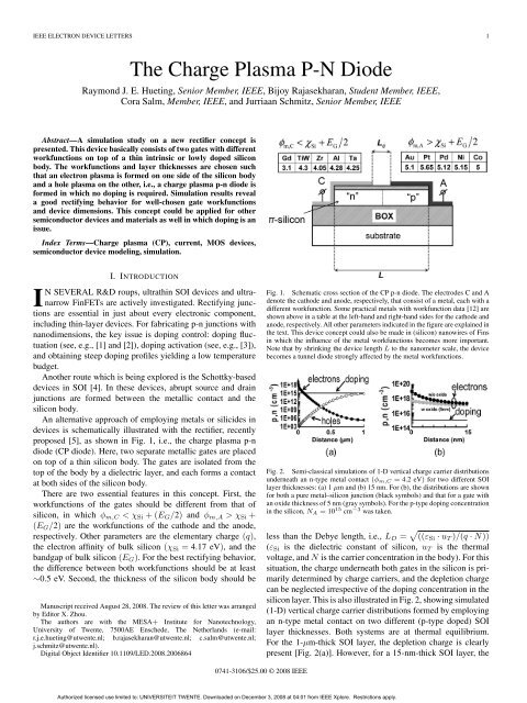 The Charge Plasma P-N Diode - the group Semiconductor ...