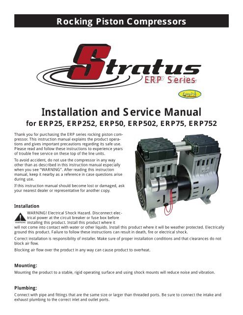 EasyPro™ Stratus ERP50 Rocking Piston ... - Great Lakes Bio