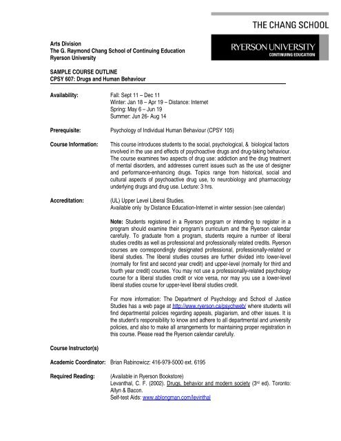 CPSY 607 - The Chang School - Ryerson University