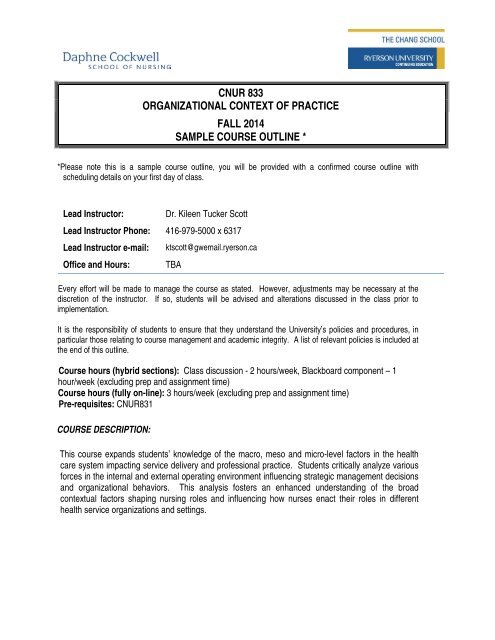 Sample Classroom Course Outline - The Chang School - Ryerson ...