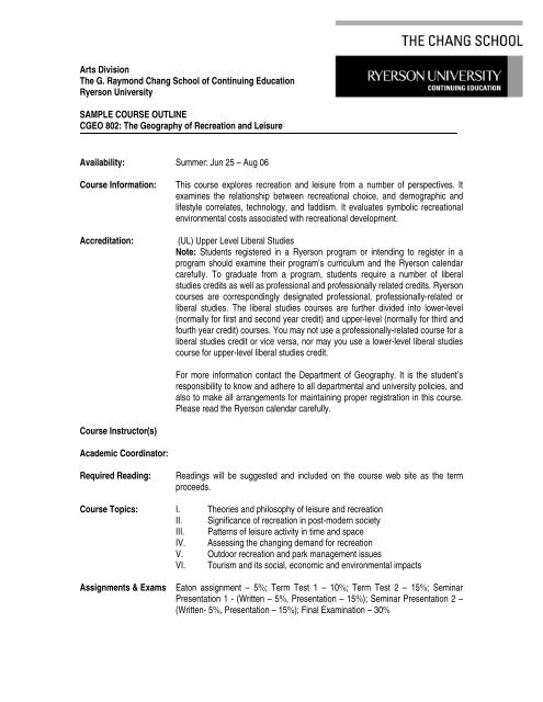 CGEO 802 - The Chang School - Ryerson University