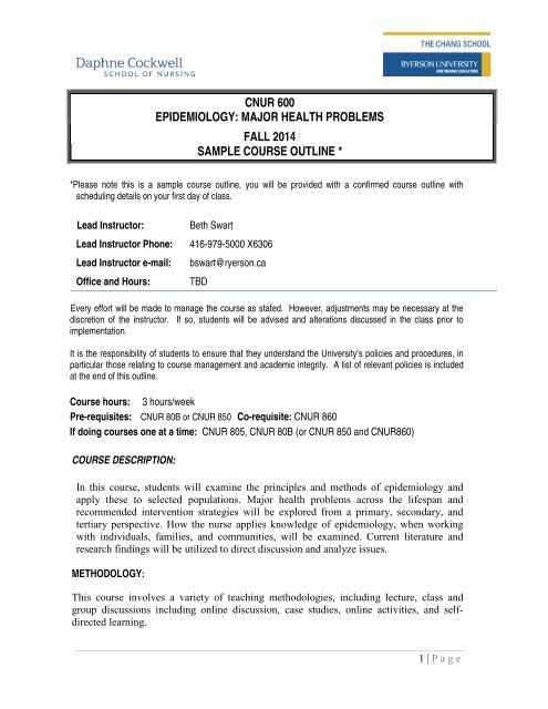 Sample Classroom Course Outline - The Chang School - Ryerson ...