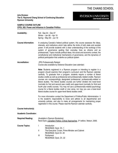 CPOL 302 - The Chang School - Ryerson University