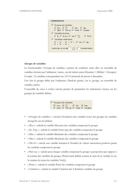 COMPLEX SYSTEMS Septembre