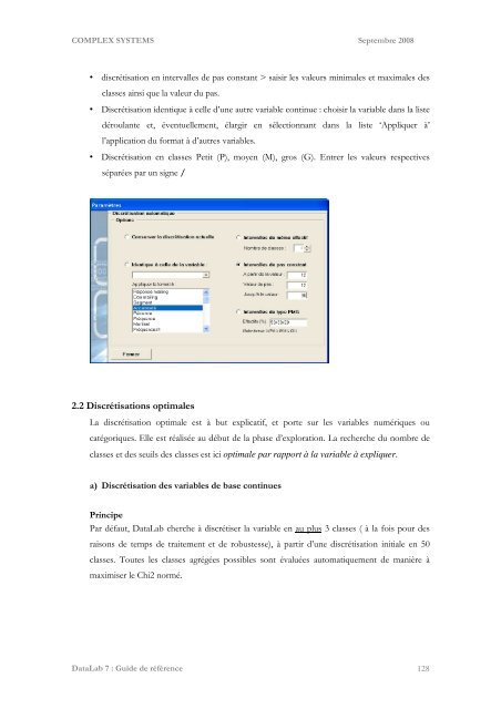 COMPLEX SYSTEMS Septembre