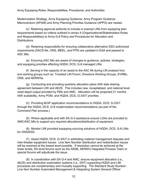 Army Equipping Roles, Res